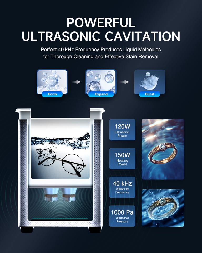 CREWORKS 0.8/1.3/2/3/6/10/15/30L Ultrasonic Cleaner Timer Heater Degas Gentle | eBay UK