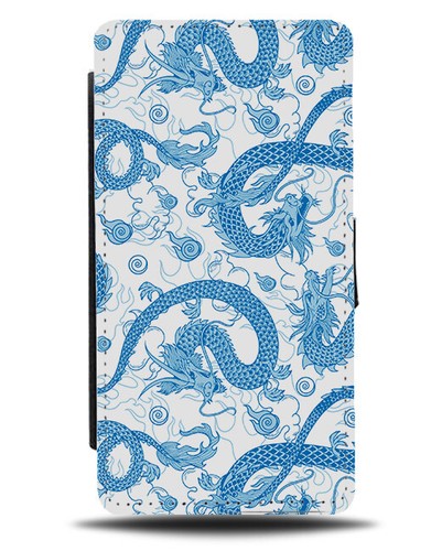 Chinese Blue Dragon Flip Wallet Case Dragons Oriental Style Design ...