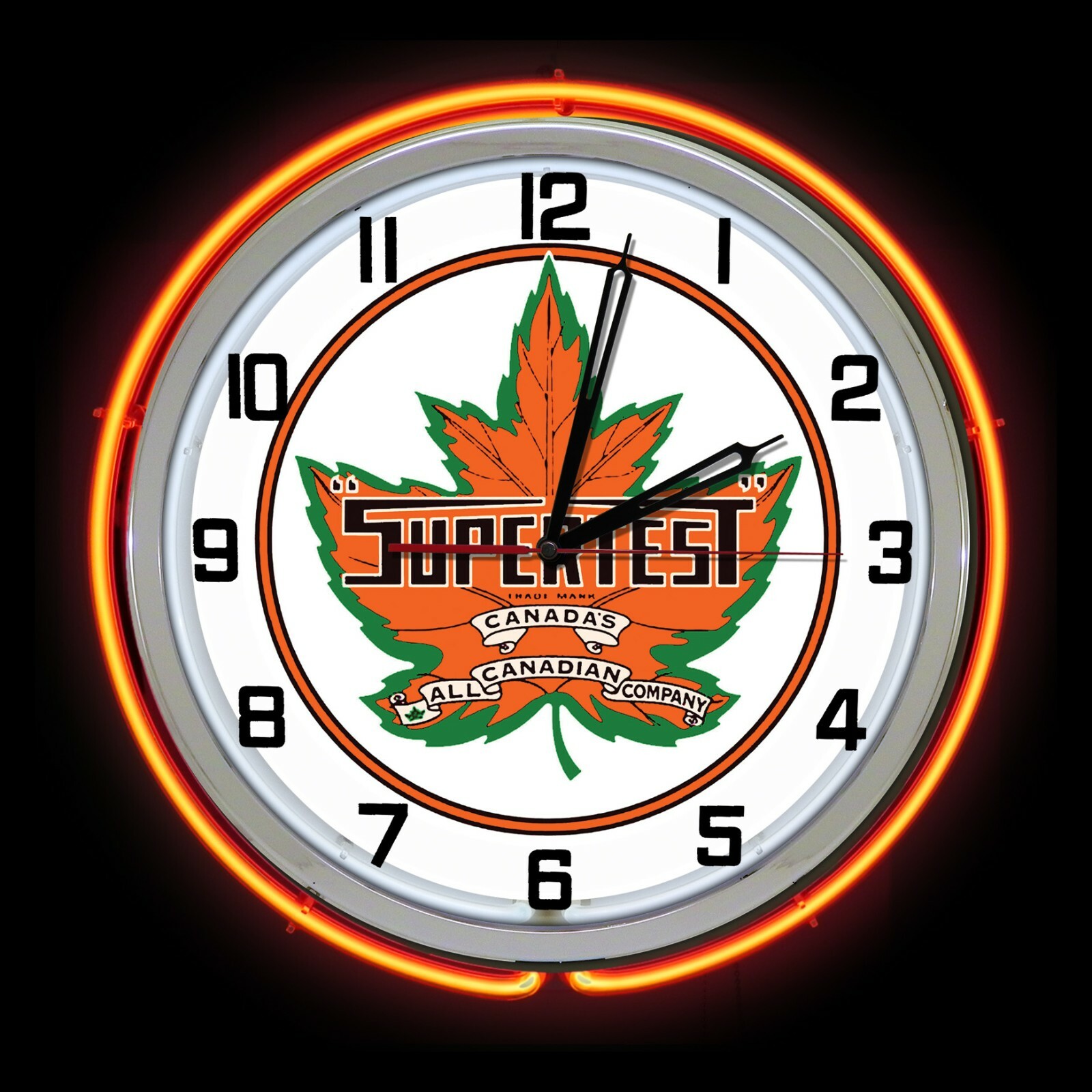 19" Supertest Oil Gasoline Logo Sign Double Neon Clock Orange Neon ...