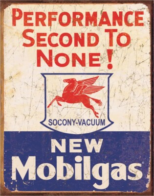 Mobil Gas Performance Second Tin Metal Sign Man Cave Garage Decor 12.5 ...