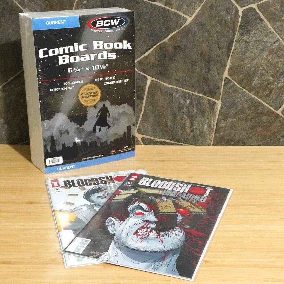 100 BCW Current / Modern Comic Book Bags Sleeves + Acid Free Back ...