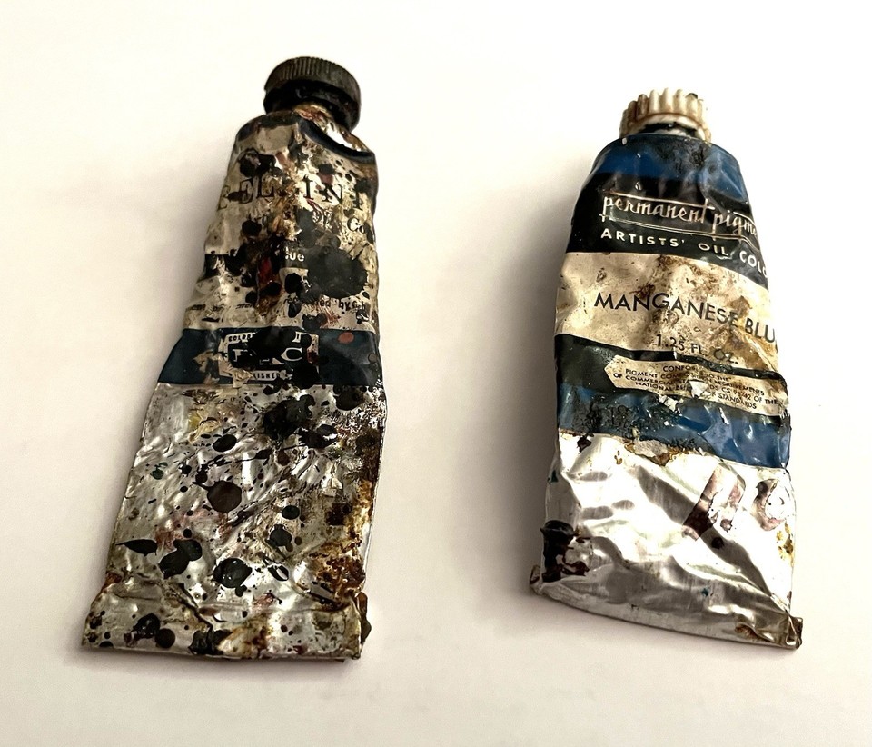*RARE* Vtg 1/3 Tube Bellini Bocour Manganese Blue Oil Paint + 1/5 Tube ...