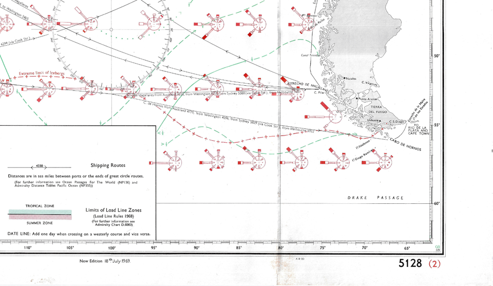 5128(2) Roueting Chart South Pacific Ocean February Chart Map Marine ...