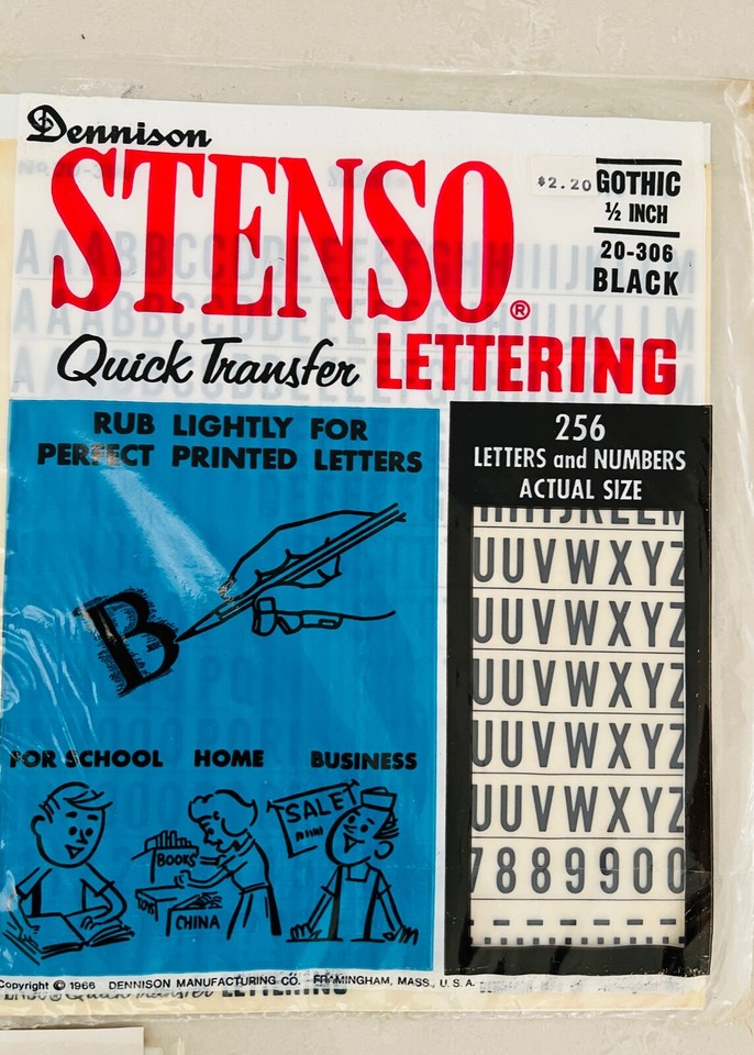 Vintage 1966 Dennison Stenso Rub On Alphabet Letter Transfers Lot New ...