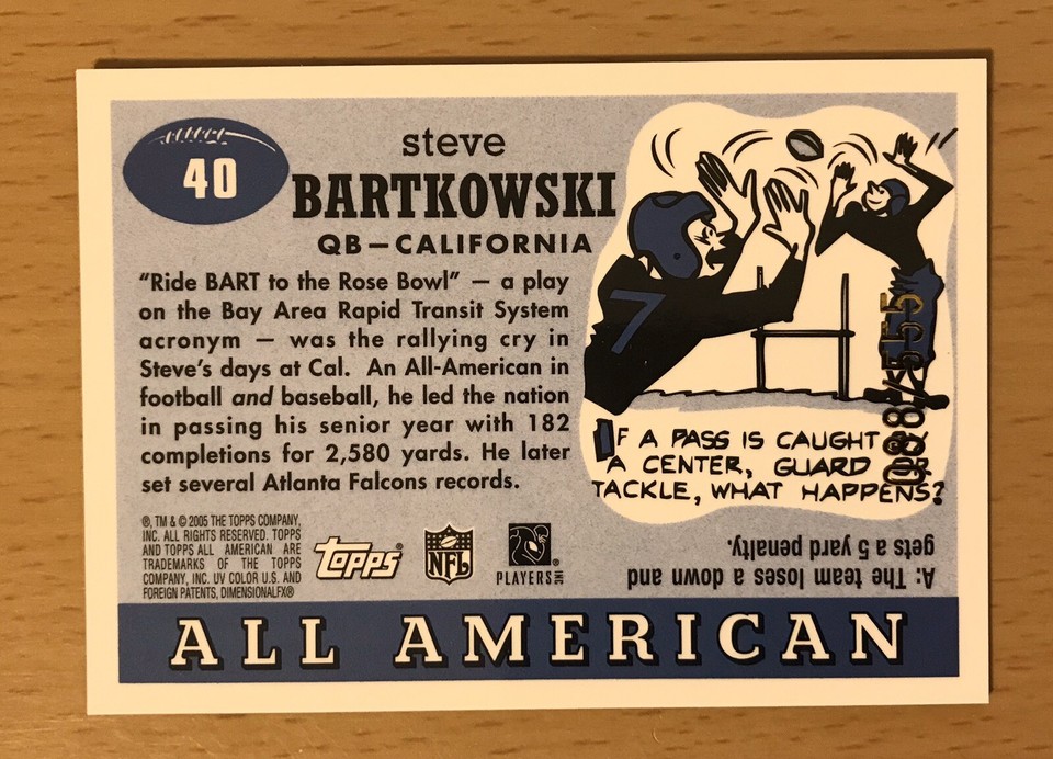 2005 TOPPS ALL-AMERICAN CHROME #088/555 STEVE BARTKOWSKI CAL ATLANTA ...