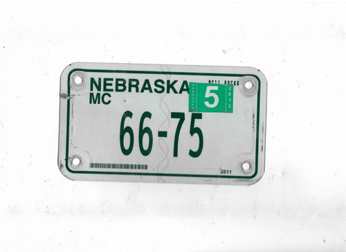 NEBRASKA 2012 license plate "66-75" ***NATURAL***MOTORCYCLE***CHERRY ...