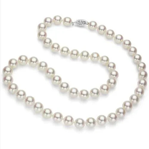 AAA 7mm Japanese Akoya Cultured Pearl 14K white Gold Necklace Top Grading 20" | eBay