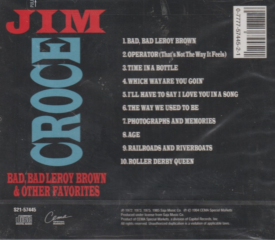 JIM CROCE Bad, Bad Leroy Brown & Other Favorites CD SEALED | eBay