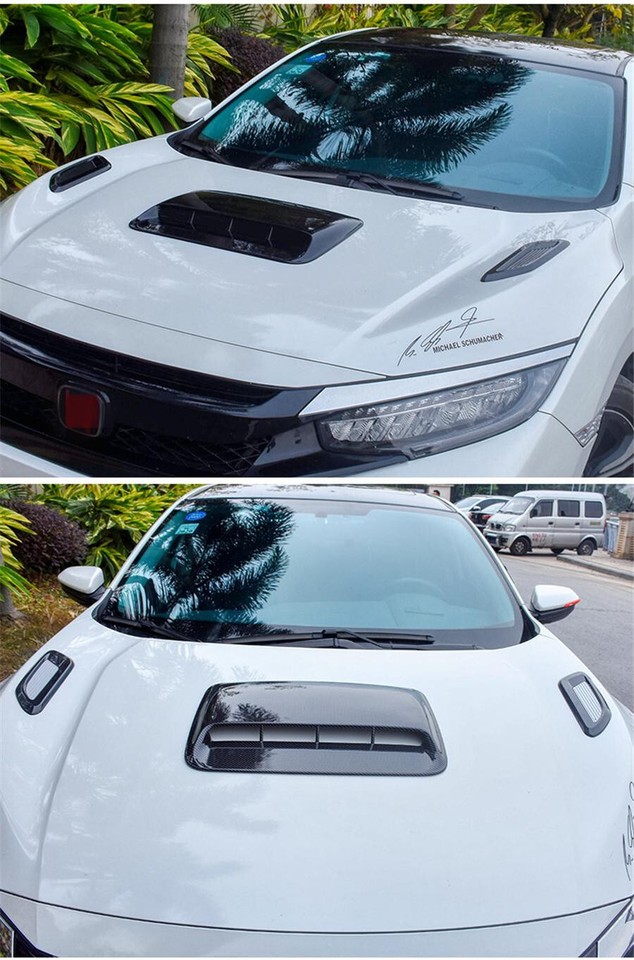 Carbon Fiber Look Car Hood Scoop Vent Air Flow Intake Bonnet Decor ...