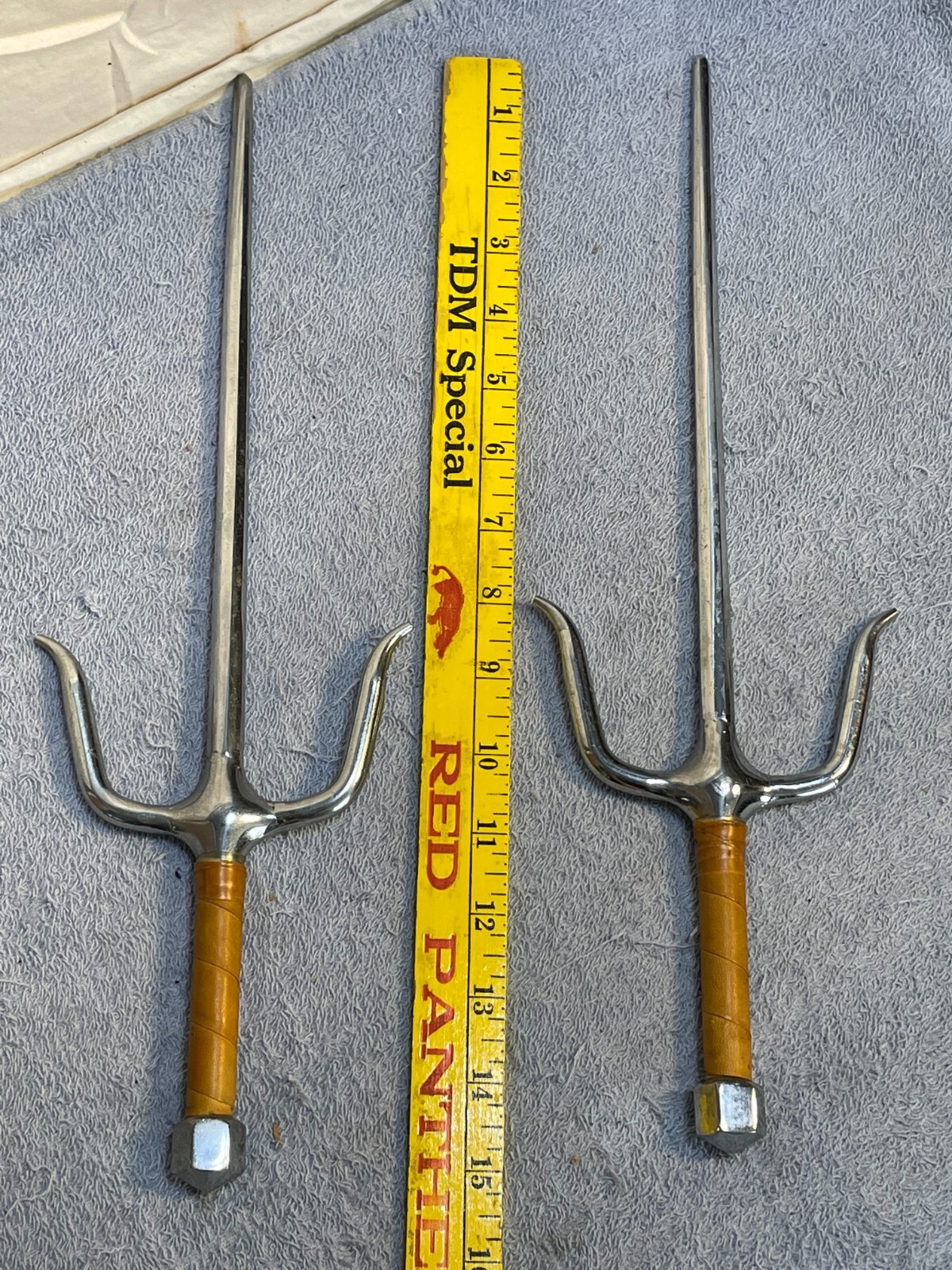 2 Vtg Japanese 15" Sai Martial Arts Weapons Ryukyu Kobudo Jitte Tokidu ...