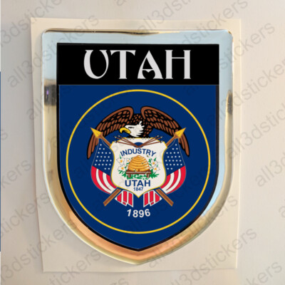 Utah USA Sticker Seal Resin Domed Flag United States 3D Stickers Shield ...