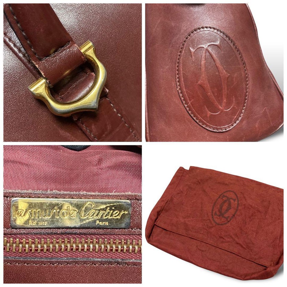 Cartier Boston Bag Must Line Gold Hardware Leather Bordeaux | eBay