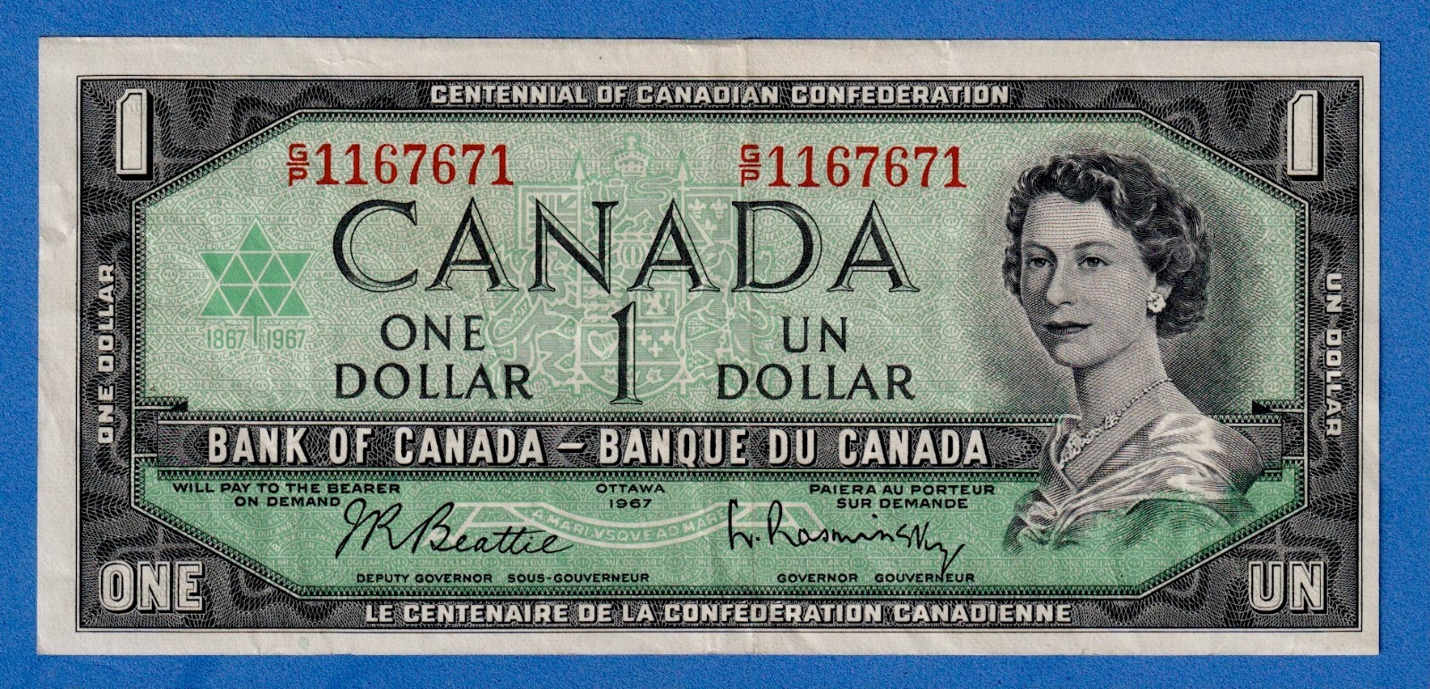 Canada $1 1967 P-84b / BC-45b-i - Circulated Note - Prefix G/P 1167671 | eBay