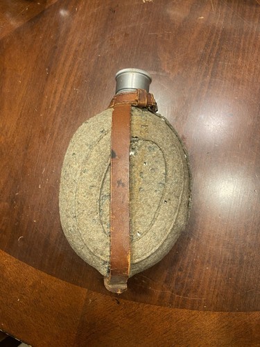 RARE WWII GERMAN HALF LITER CANTEEN WW2 .5L FLASK W/ BROWN LEATHER ...
