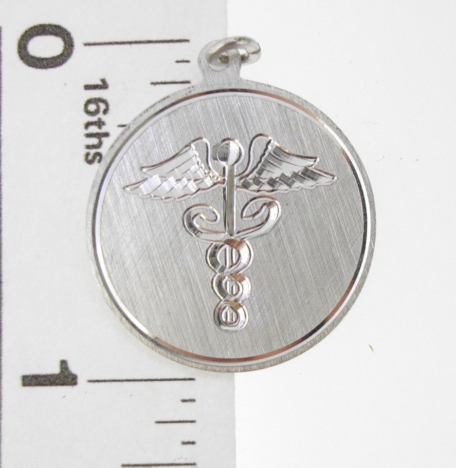 Charm JMS Sterling Silver Caduceus medical symbol disc 13/16" 22 mm | eBay