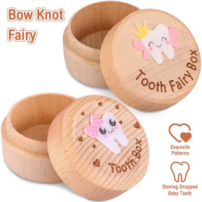 Tooth Fairy Box Wooden Baby Tooth Box 3D Carved Cute Cartoon Tooth ...