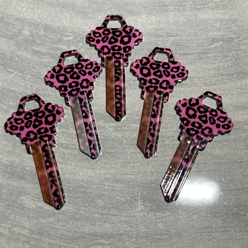 5X-DIVA PINK LEOPARD KEYS Uncut NEW House Key Blanks HOUSE SCHLAGE SC-1 ...