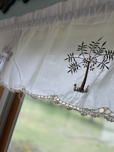 1 Pretty Window Valance Tropical Palm Trees 60”x14” With Crochet Trim ...