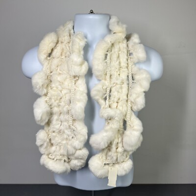 Mitchie’s Genuine Rabbit Fur Scarf White Braided Fur Wrap | eBay