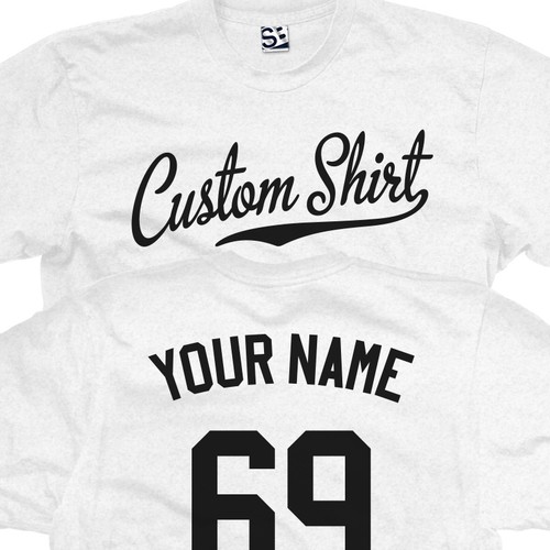 Custom Baseball Jersey Script T-Shirt - Personal Name and Number Print ...