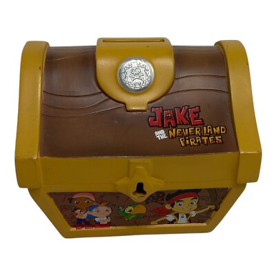 🌊 Original Authentic Disney Store Treasure Chest Bank Jake & Never land ...