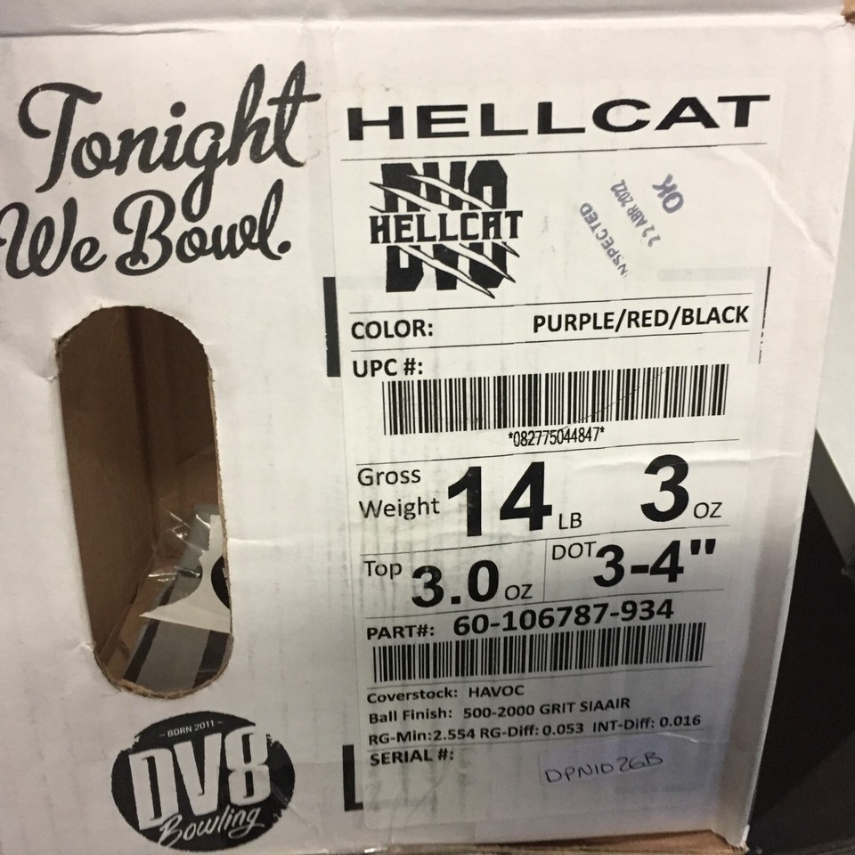 DV8 HELLCAT Bowling bowling ball 14 LB. 1st quality NEW IN BOX!! #026 ...
