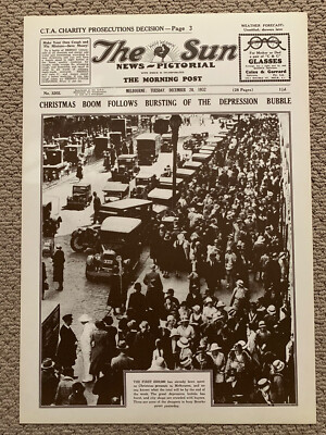 MELBOURNE THE SUN NEWSPAPER FRONT COVER GREAT DEPRESSION OVER POSTER ...