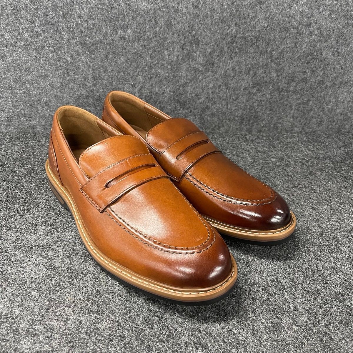 CLARKS Aldwin Step Leather Loafers Men's Size 9 Mid Tan | eBay