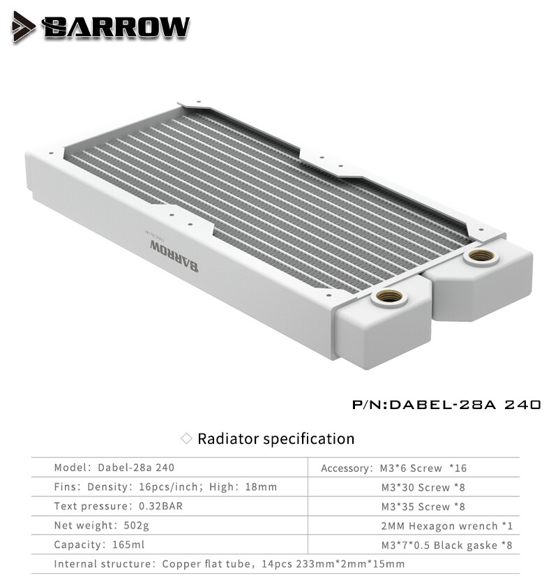 BARROW 28mm Thick Computer Radiator 240mm/360mm for Water Cooling for ...