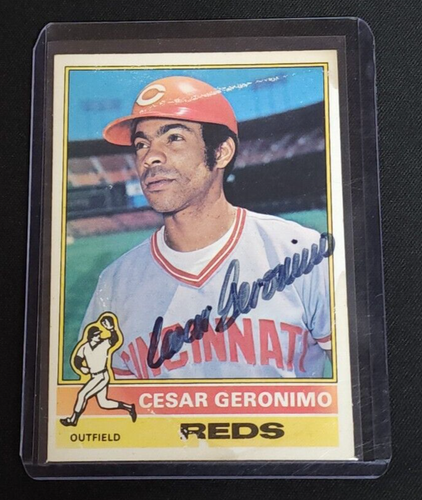 Cesar Geronimo Signed Card 1976 Topps #24 Cincinnati Reds JSA COA ...