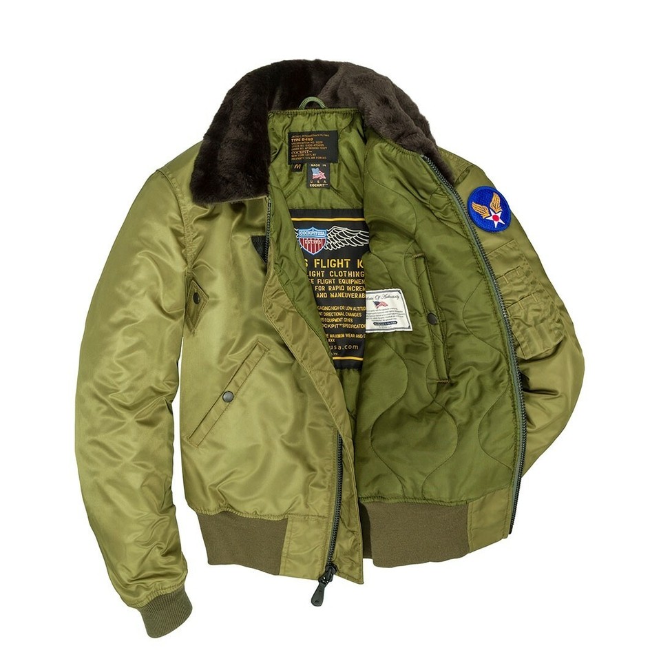 Cockpit USA B-15 Bomber Flight Jacket AF Blue, Olive USA Made Z2213 | eBay
