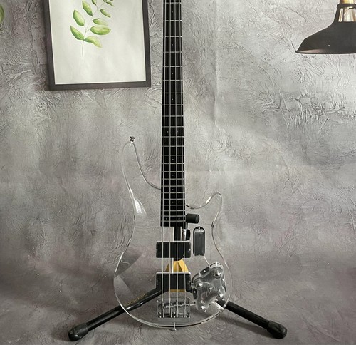 Custom 4Strings Acrylic Body Electric Bass Guitar Fixed Bridge Dot ...