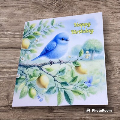 5x5 Inches Happy Birthday Greeting Card Blue Bird Her Friend HM | eBay