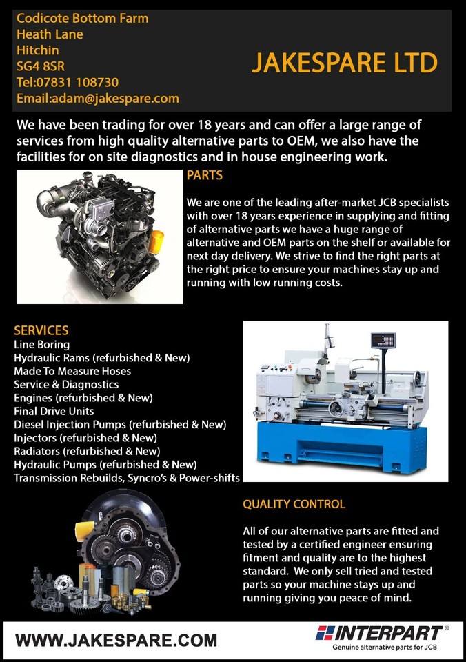 RECONDITIONED JCB LOADALL TILT BUCKET HYDRAULIC RAM 563/60164 ...