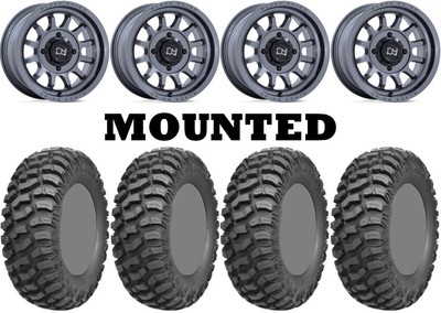 Kit 4 AMS M1 Evil Tires 30x10-14 on Black Rhino Rapid Gray Wheels TER ...