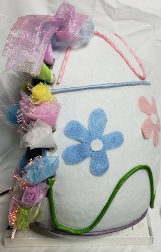 Vtg Fiber Optic Easter Bunny Rabbit in Egg Flowers Decor in box *Works ...