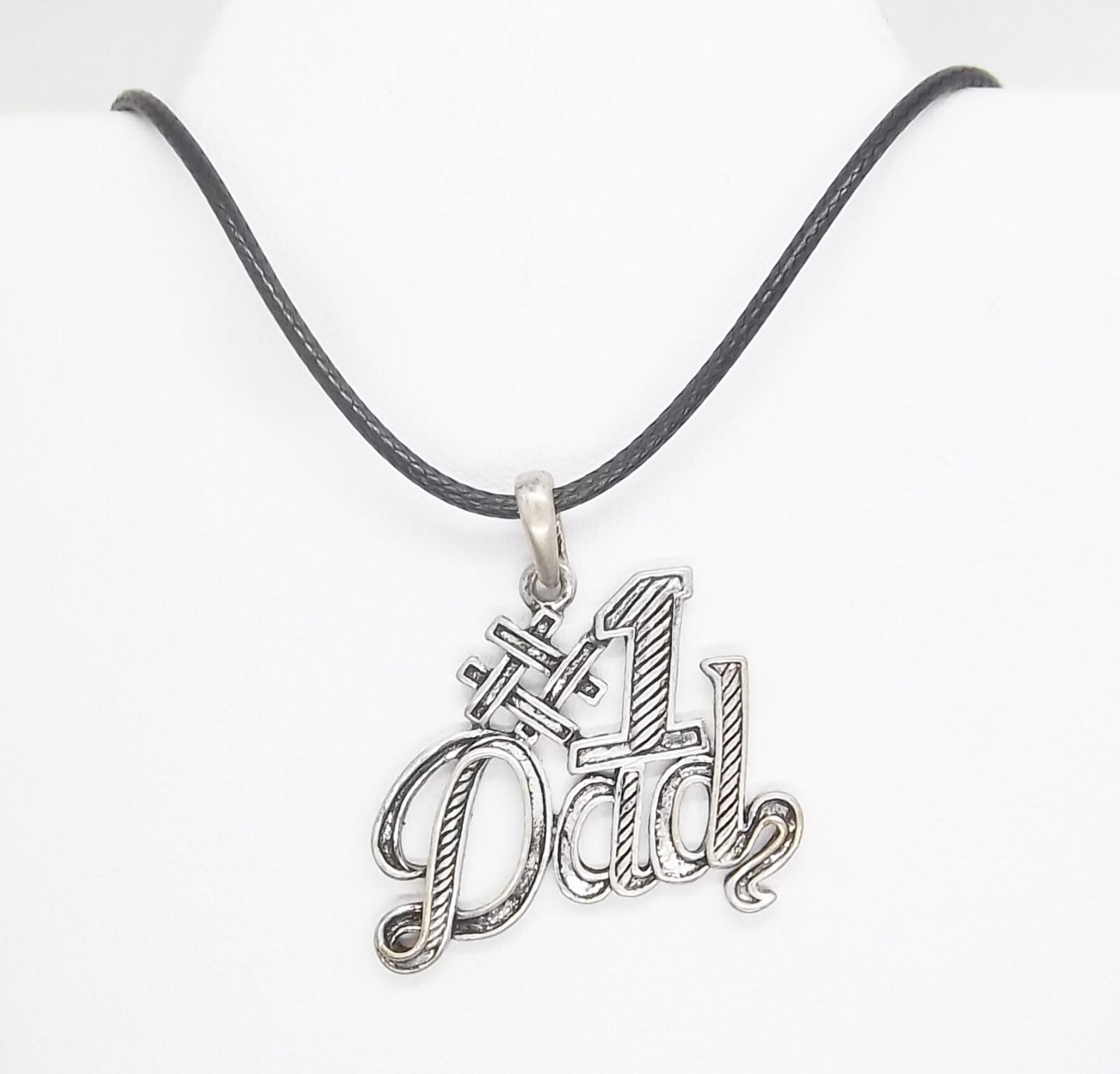 Silver Tone #1 DAD Pendant 20 in. Black Cord Necklace ... Se116 | eBay