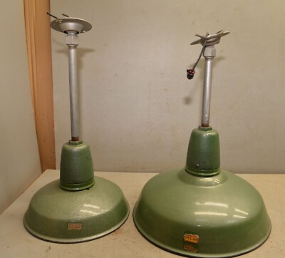 2 Appleton green porcelain enamel barn light fixture drop lamp ...