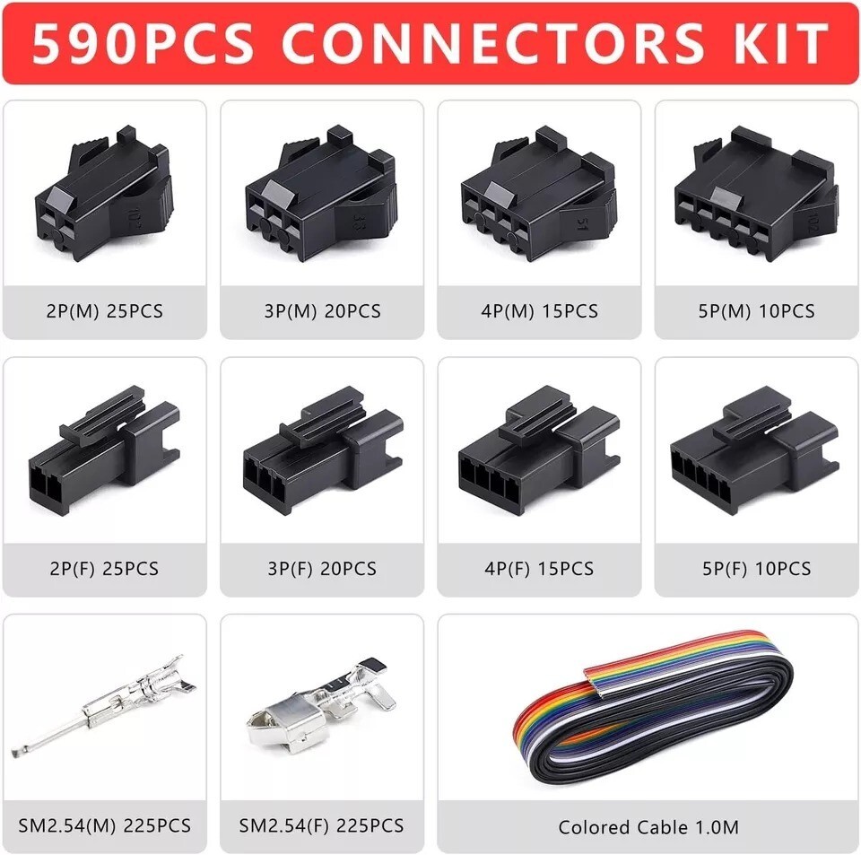 Open Barrel Terminal Wire Crimping Tool with 590PCS JST-SM Connectors ...