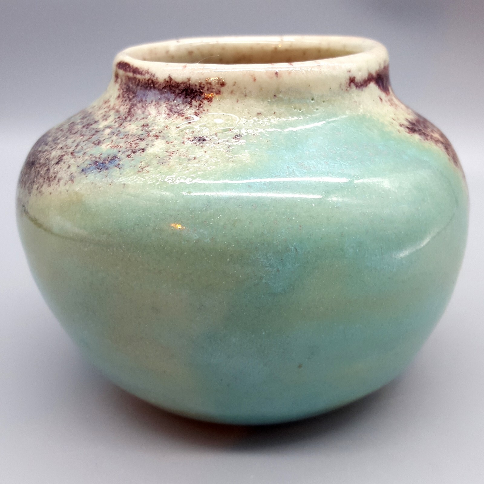 Vase, PISGAH FOREST POTTERY Western North Carolina, Aqua to Plum 2-Cups ...