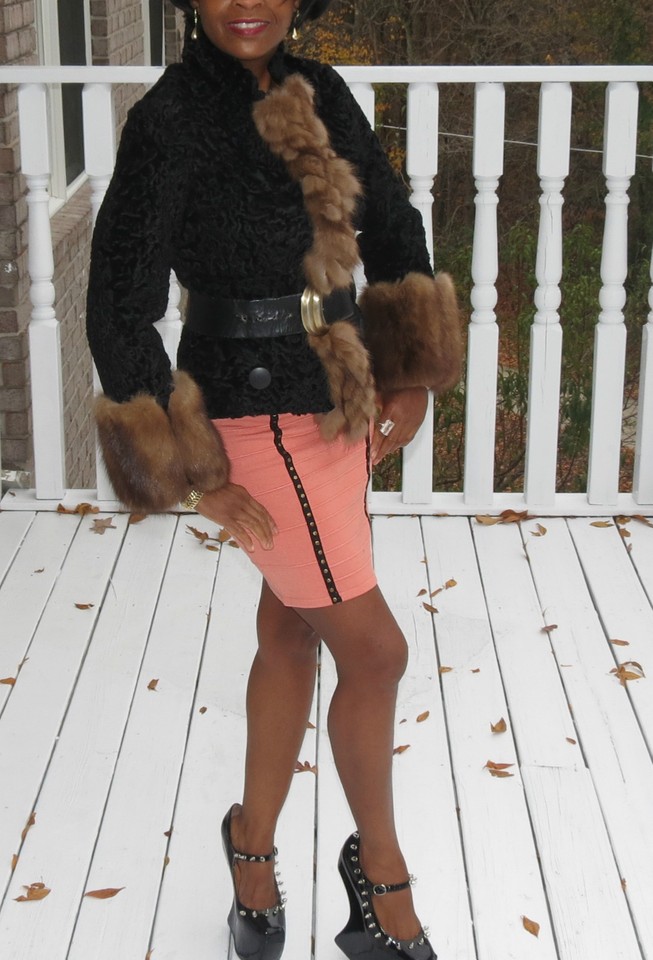 New Designer Russian Sable & Black broadtail Fur Coat jacket bolero XS ...