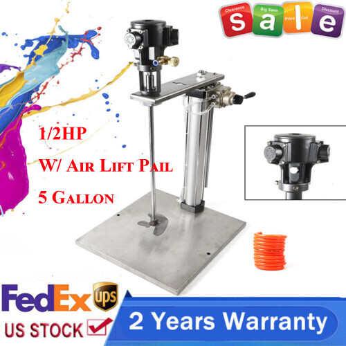 Paint Air Power Mixer + Air Lift Pail Pneumatic Lift & Power 5 Gallon ...