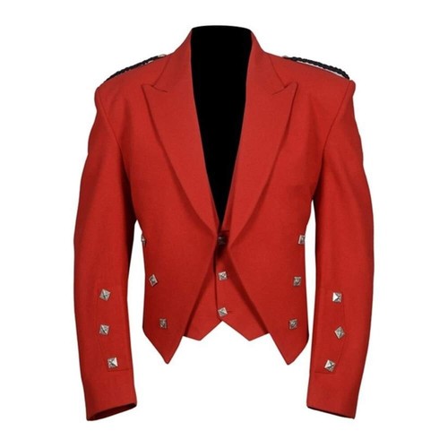 Handmade Scottish Red Prince Charlie Jacket with Waistcoat-Custom Size ...