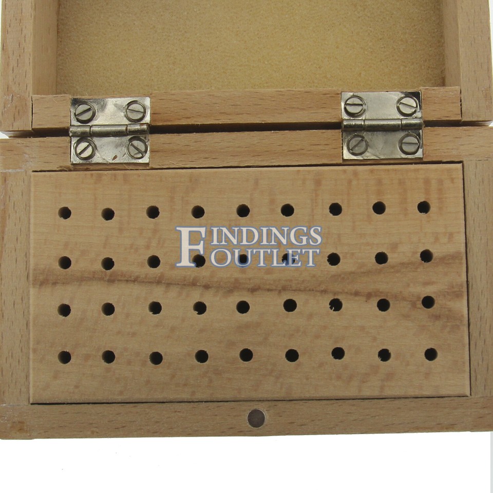 Jewelry Bur Storage Box Wood Organizer Case 36 Hole For Burs Drills ...
