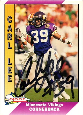 Carl Lee #291 Signed 1991 Pacific NFL Football Card Falcons AUTO | eBay