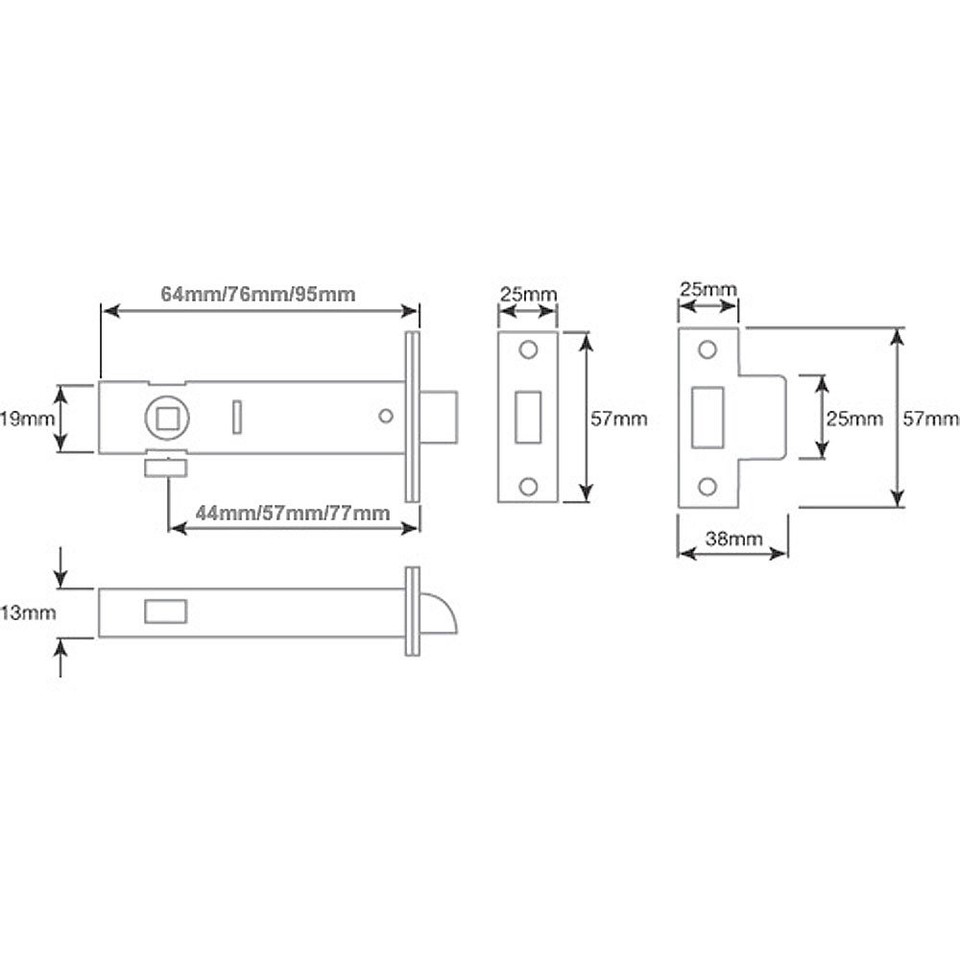 Standard Tubular Mortice Latch - Packs of 5-10 - 64mm Tubular Door ...