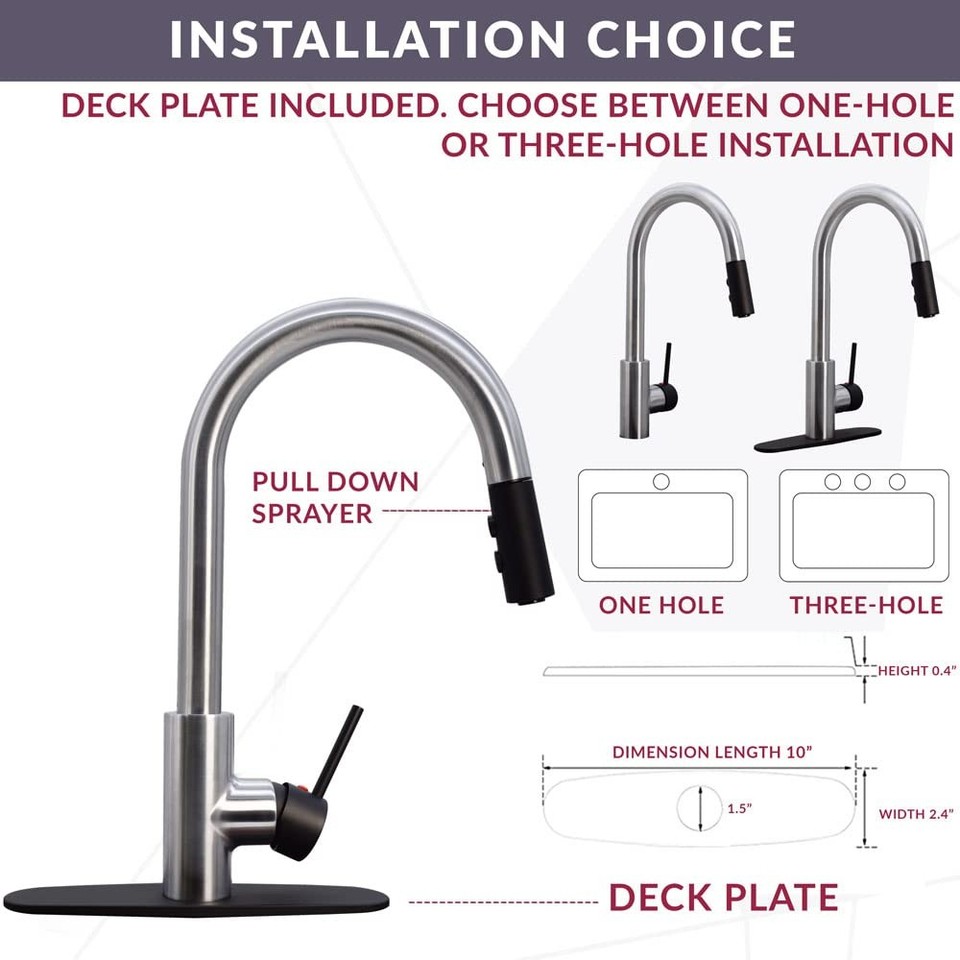 KD08B-20 Dual Spray Push Button Mode Kitchen Faucet with Pull Down ...