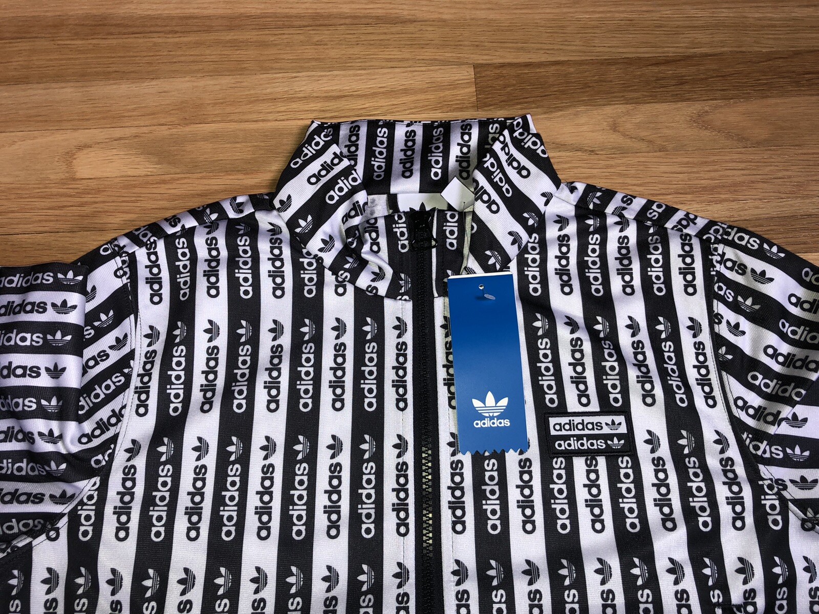 Adidas Womens Originals Full Zip Track Top FM2489 Black and White-Sizes ...