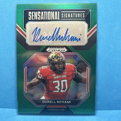 Durell Nchami 2023 Prizm Draft Picks Green Sensational Auto Rookie RC ...