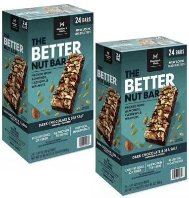 2 PACK - Member's Mark The Better Nut Bar Dark Chocolate + Sea Salt (24 ...